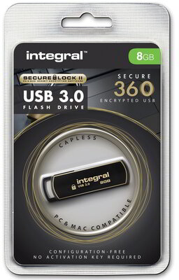 Integral 8GB AES-256 bit SecureLock 360 USB 3.0 Pendrive - Fekete ...